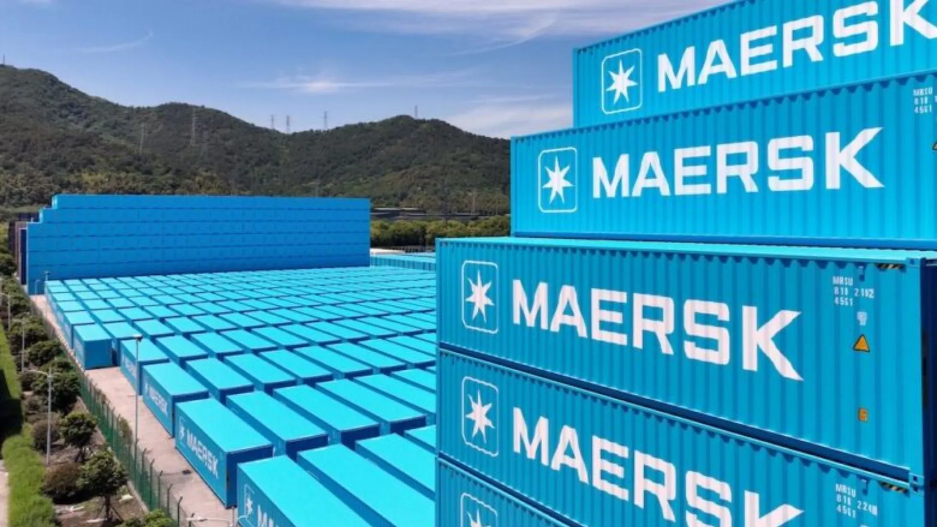 Maersk containers now sport their corporate blue!