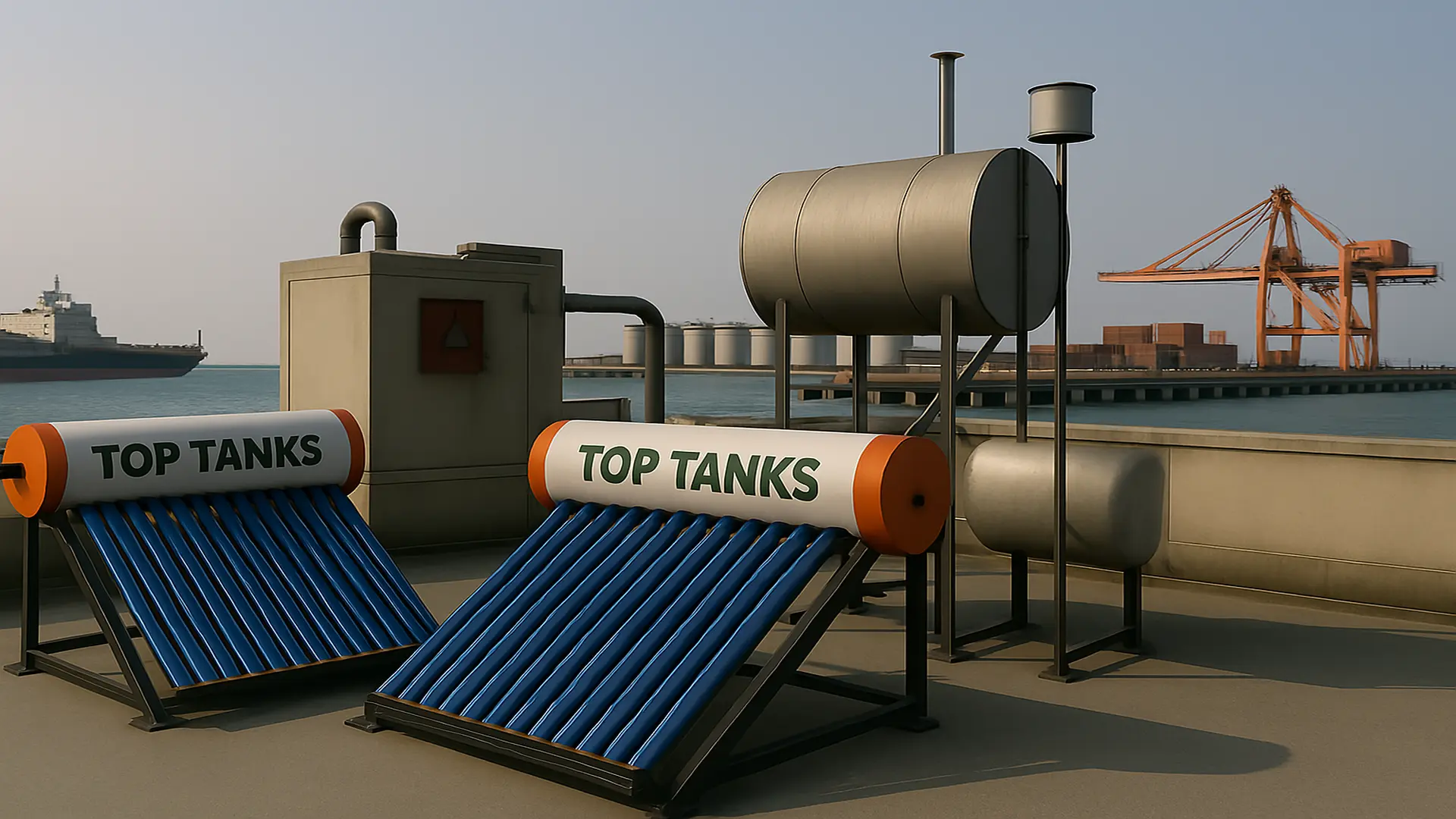 Employment of Solar Thermal Tanks at Docks and Terminals
