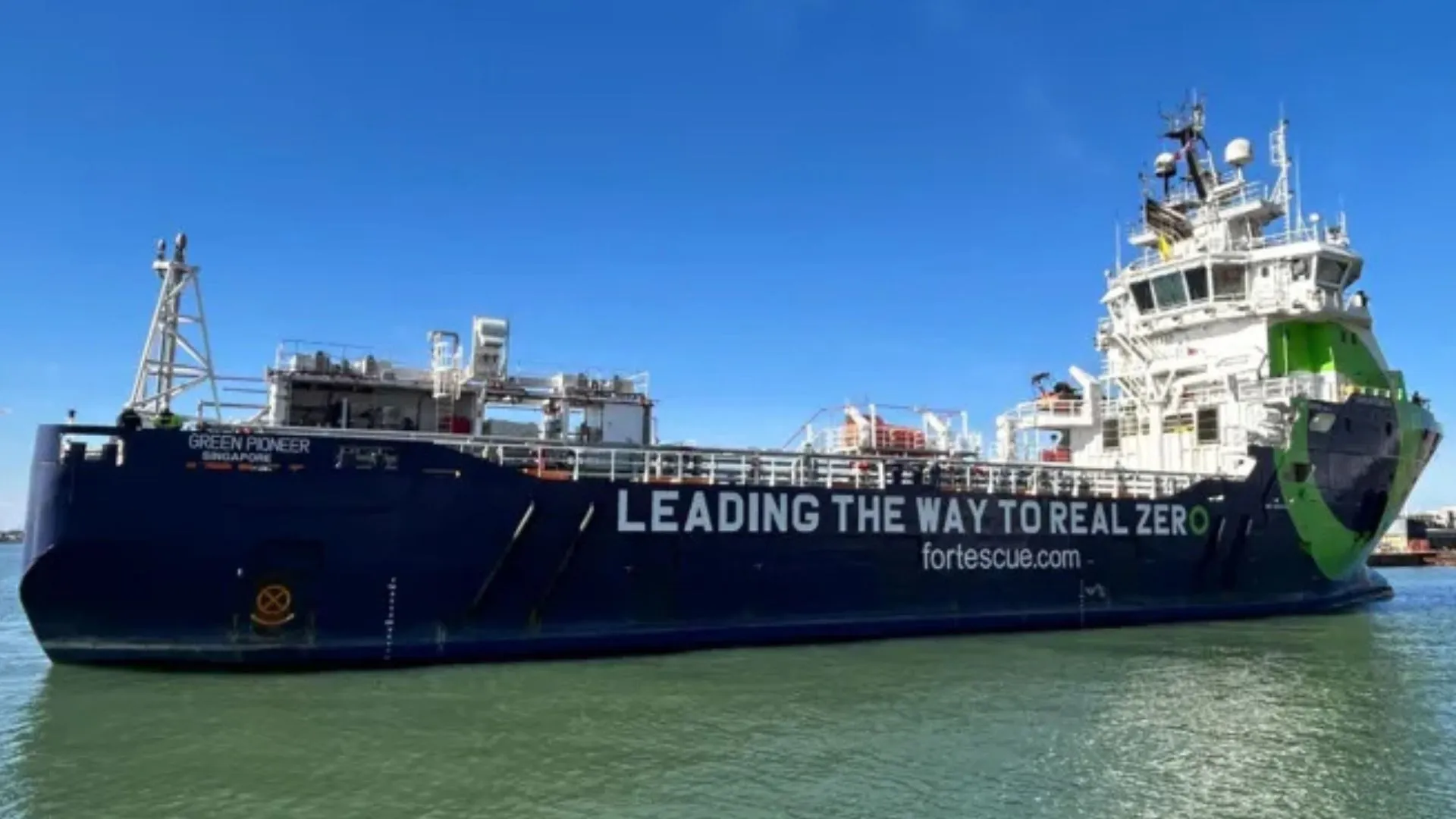 The Fortescue Green Pioneer ship arrives in the UK
